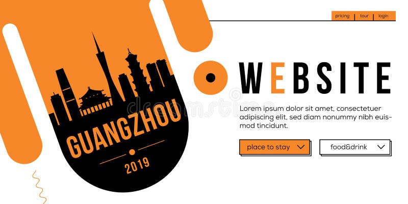 Guangzhou Modern Web Banner Design with Vector Linear Skyline Stock ...