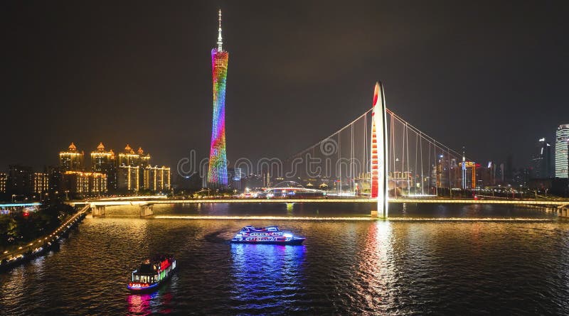 The Guangzhou Tower & Liede Bridge Editorial Stock Image - Image of ...