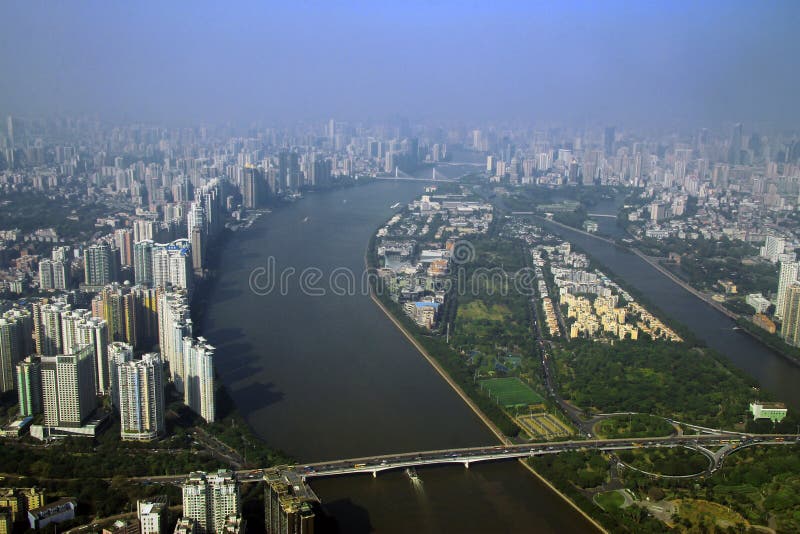 Guangzhou View from the Baiyun Mountain Stock Photo - Image of city ...