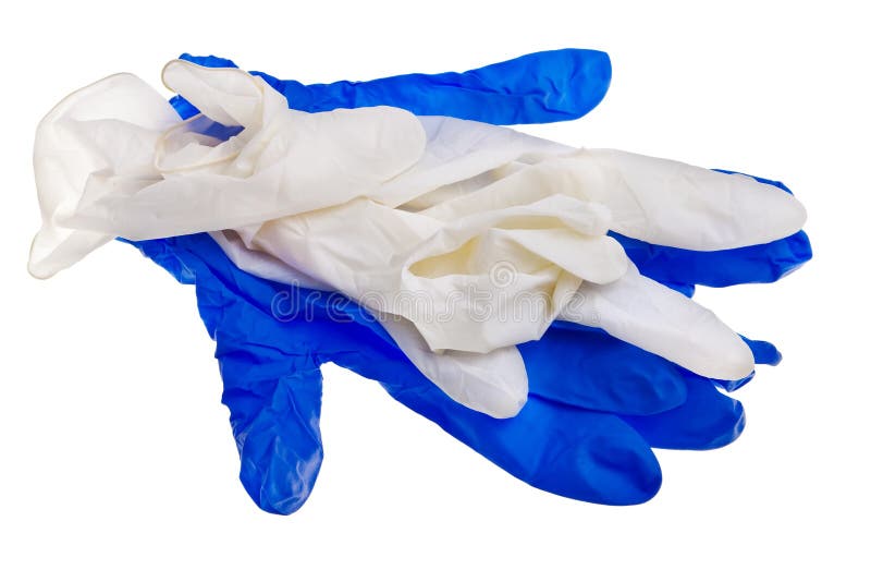 Guantes Azules Y Blancos Del Látex. Imagen de archivo - Imagen de ...