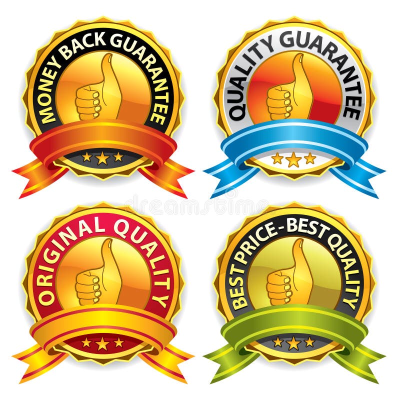 Guarantee Badges with Ribbon Stock Vector - Illustration of guarantee ...