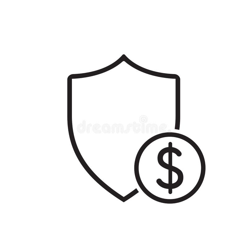 Guarantee Financial Protect Icon, Money with Shield, Thin Line Symbol ...