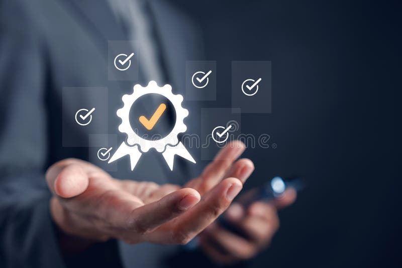 Guarantee and Quality Standard Concept with Checkmark Stock Photo ...