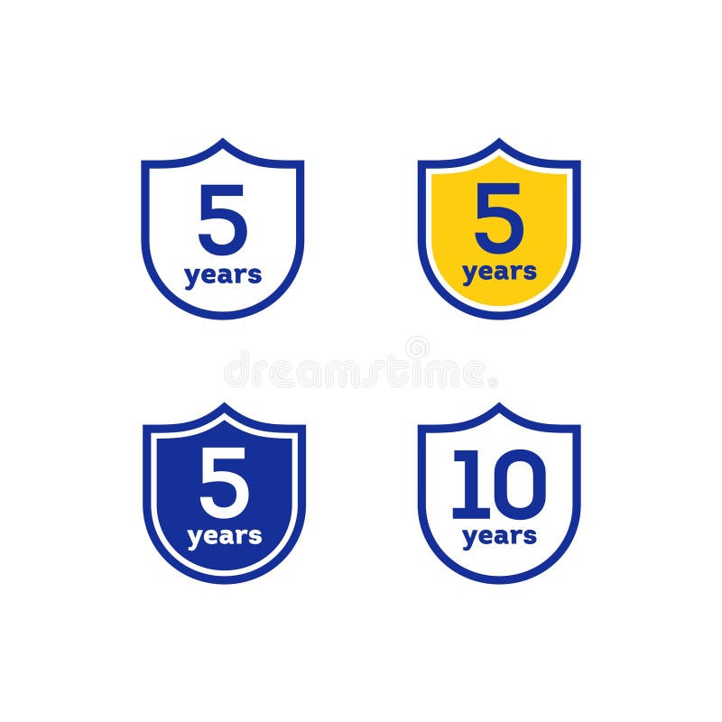 Guarantee Shield Icon Five and Ten Years Stock Vector - Illustration of ...