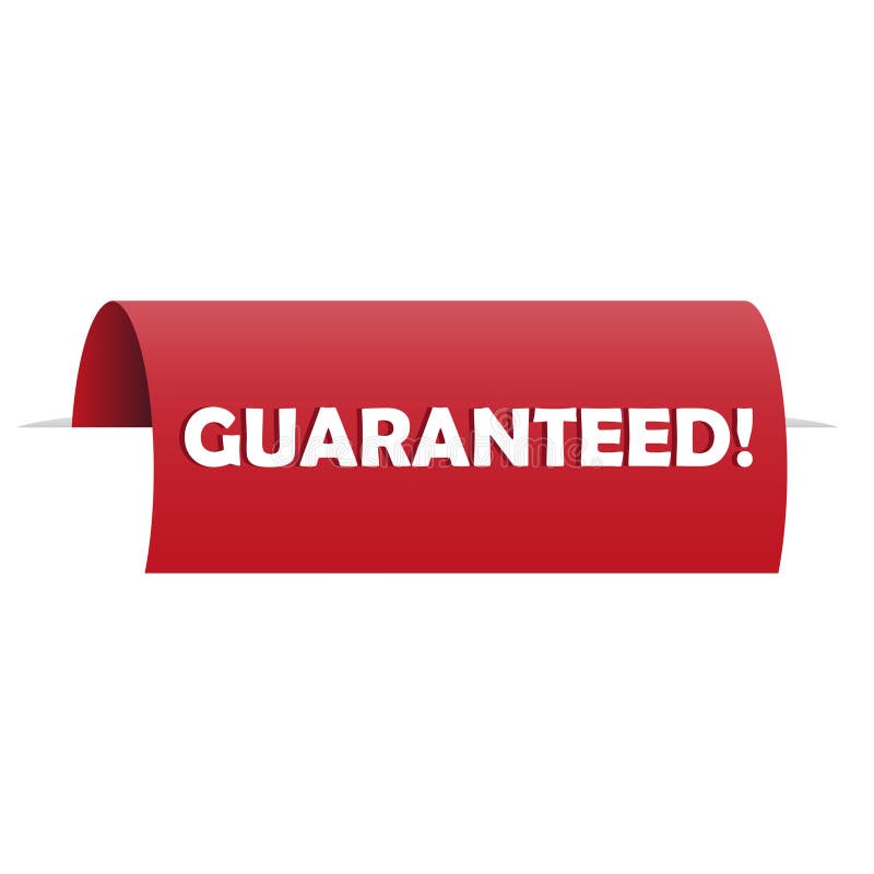 Guaranteed Message Tab. Red Curved Banner. Bold Text Label. Vector ...