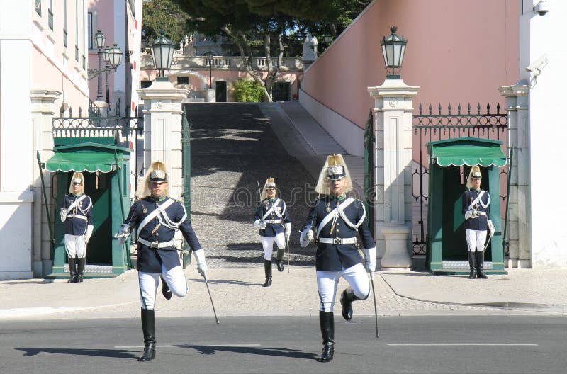 Ceremonial Changing Guard in Lisbon, Portugal Editorial Image - Image ...