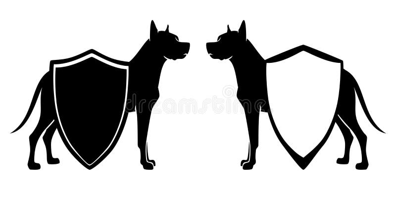 Guard Dog and Security Shield Vector Stock Vector - Illustration of ...
