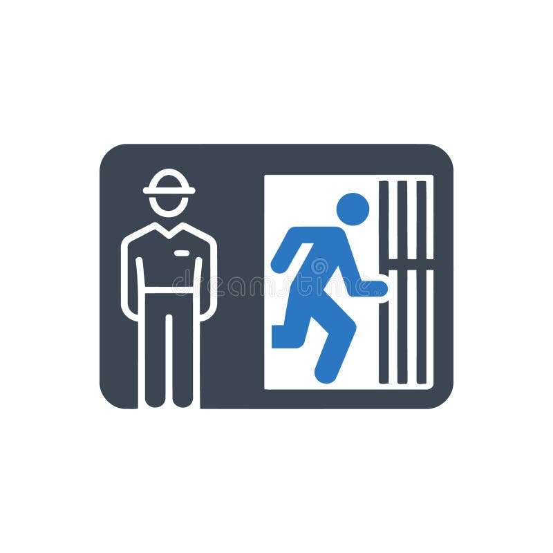 Guard and Escaping Person Icon Stock Illustration - Illustration of ...
