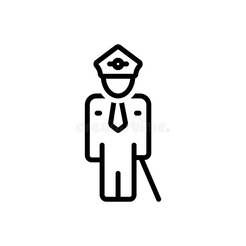 Black Line Icon for Guard, Security and Train Stock Vector ...