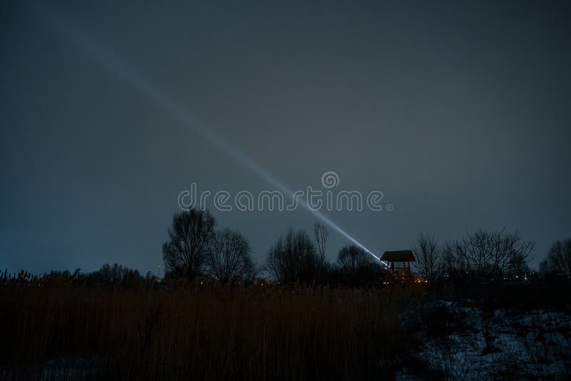 Guard Post at Night Outdoors Stock Image - Image of flaslight ...