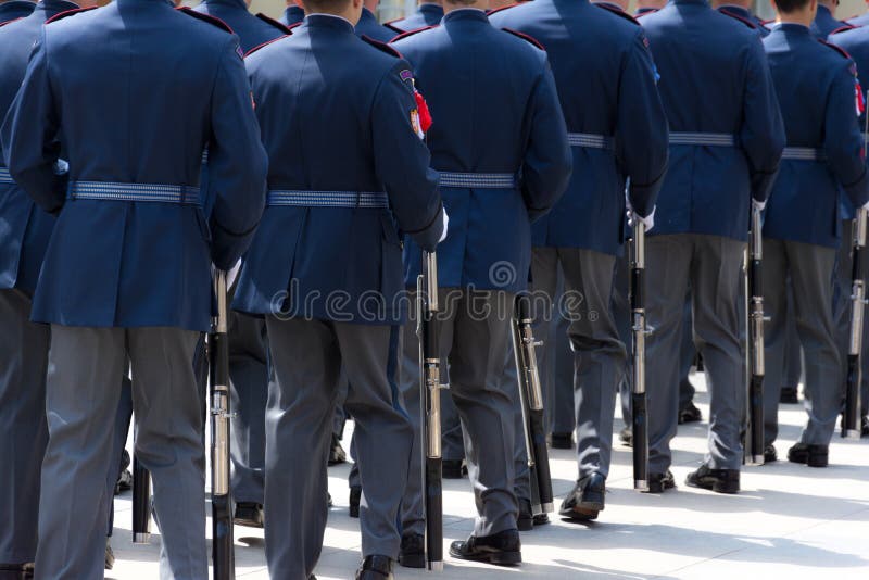 Guard of Prague Castle with Weapons from Behind Stock Image - Image of ...