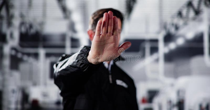 Guard Security Officer Making Stop Gesture Stock Photo - Image of ...