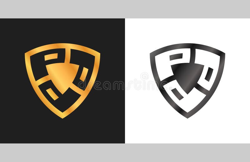 Shield Monogram Logo Letter P Emblem Stock Vector - Illustration of ...