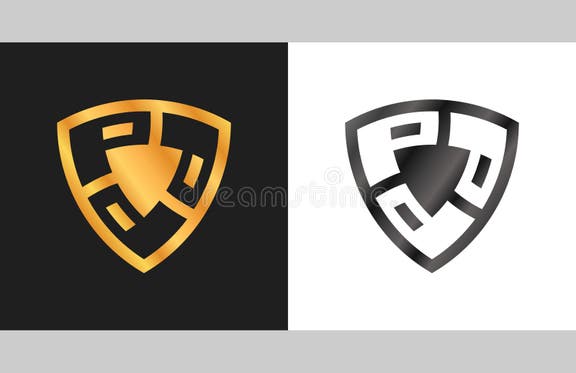Shield Monogram Logo Letter P Emblem Stock Vector - Illustration of ...