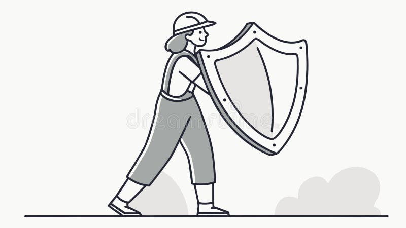 Guard with Shield, Defense and Security Measures, Vector Design ...