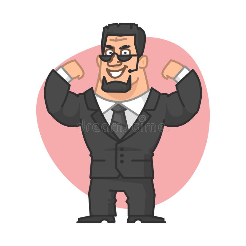 Black Man Bodyguard Stands in Closed Pose Stock Vector - Illustration ...