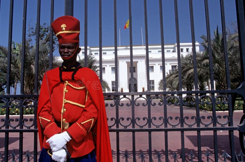 A Guard Stood Outside of the Presidential Palace, Dakar Editorial ...