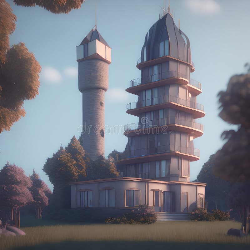 Guard Tower House, Generative AI Illustration Stock Image - Image of ...