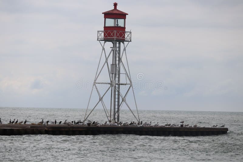 Guard Tower with Seagulls Sitting on Its Dock. Stock Photo - Image of ...