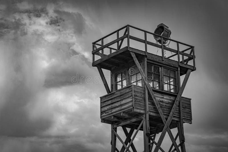 Guard Tower and Searchlight Stock Image - Image of security ...