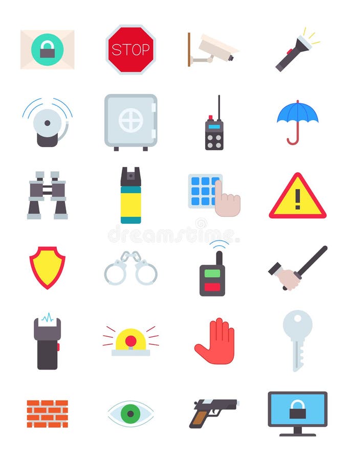 Guard vector icons set stock vector. Illustration of alarm - 71492919