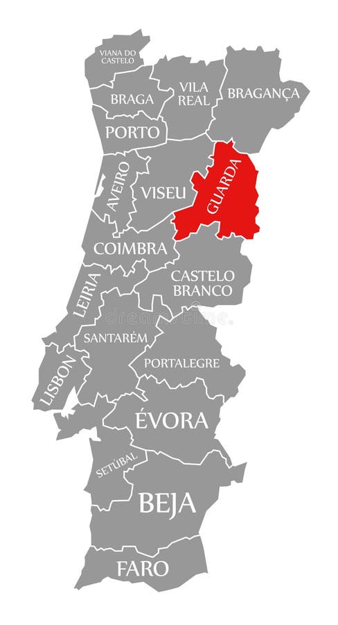 Guarda District Portuguese Republic, Portugal Map Vector Illustration ...