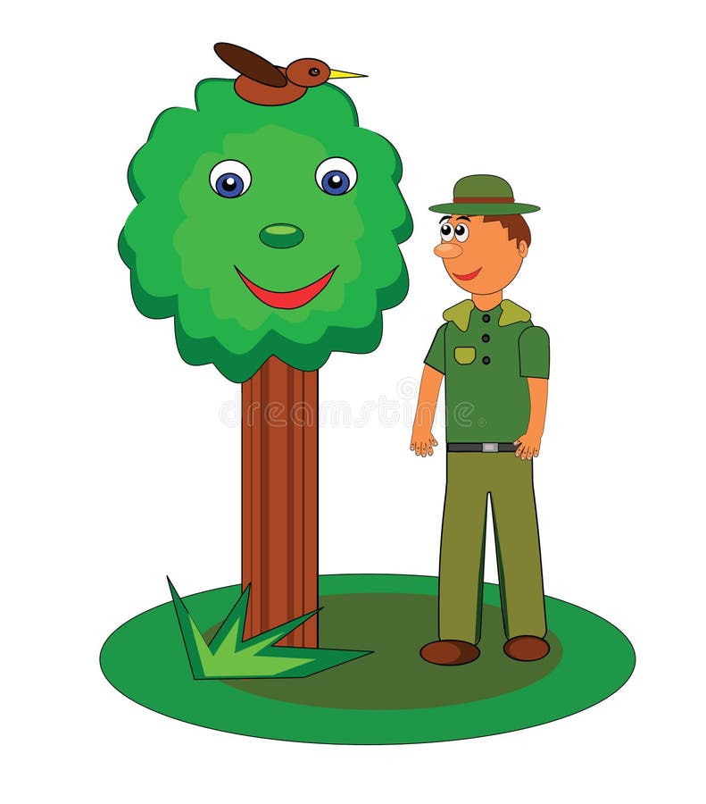 Conjunto De Iconos De Caricatura Del Guardabosques Ilustración del ...