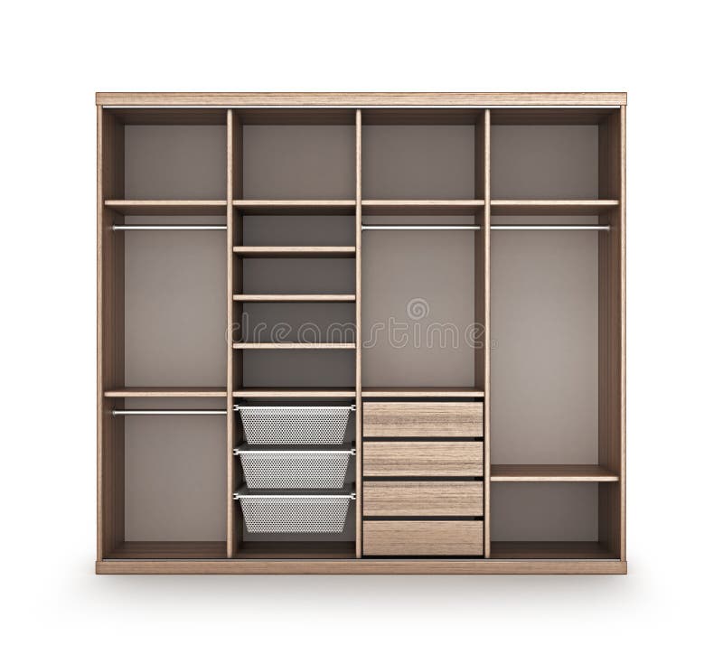 Guardarropa De Madera Moderno Con Las Puertas Abiertas Foto de archivo ...