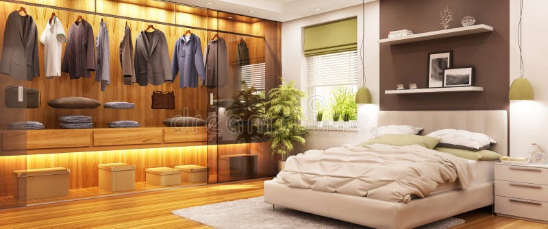 Guardarropa Moderno En La Casa Grande Foto de archivo - Imagen de ...