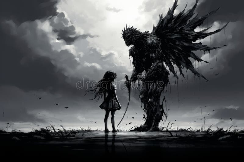 A Guardian Angel Standing beside a Person in Need, Wings Spread Wide ...