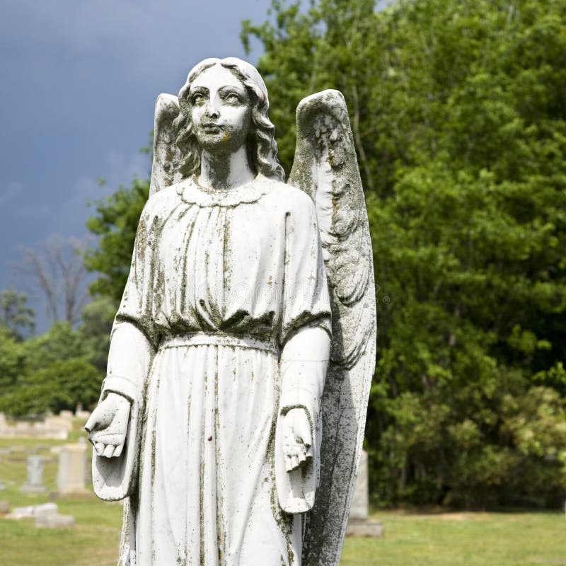 Guardian Angel Statue in Graveyard. Stock Image - Image of stone ...