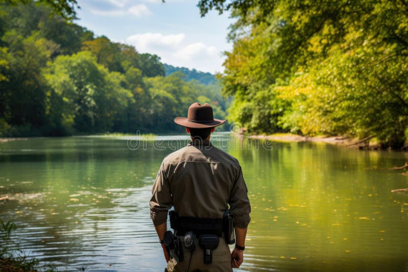 Guardian of Nature: Ranger at Work in the Park. Stock Illustration ...