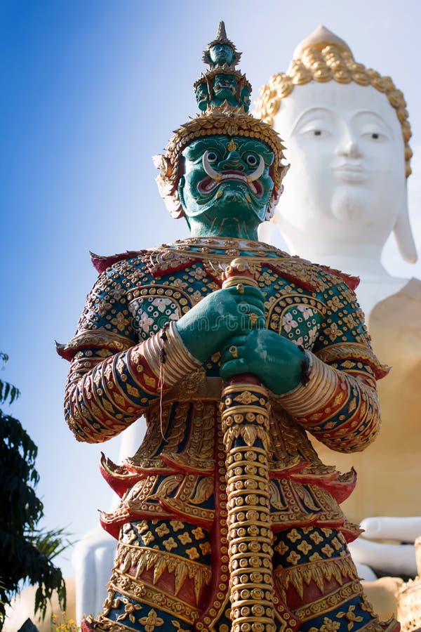 Guardian Statue at the Temple Stock Photo - Image of heritage ...