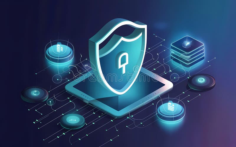 Guardians of Privacy. a Futuristic Illustration of Digital Data Security Stock Illustration ...