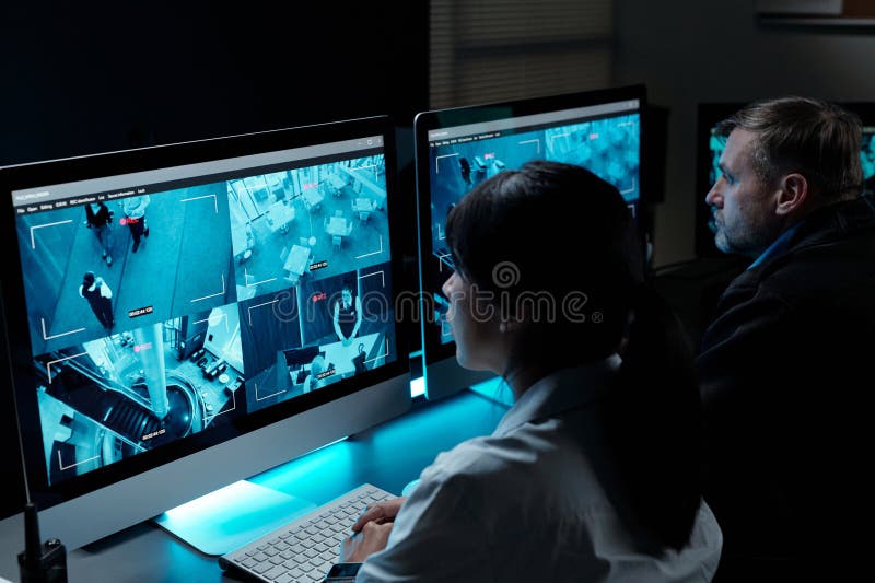 Guards Observing Cctv Video on Screens Stock Image - Image of safety ...