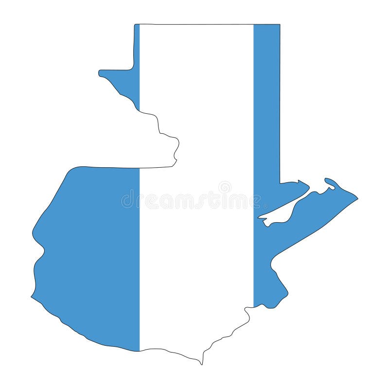 Guatemala Map Silhouette with Flag Isolated on White Background Stock ...