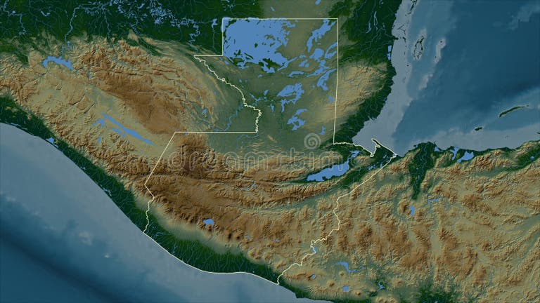 Guatemala Outlined. Physical Stock Illustration - Illustration of earth ...