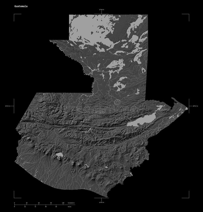 Guatemala Shape on Black. Bilevel Stock Illustration - Illustration of ...