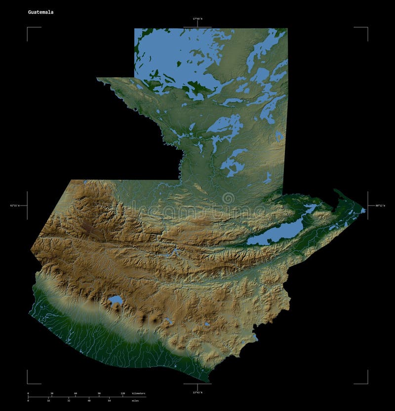 Guatemala Shape on Black. Physical Stock Illustration - Illustration of ...