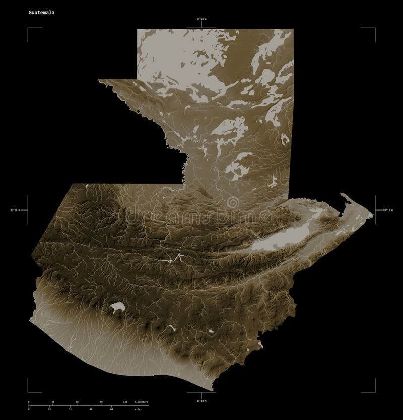 Guatemala Shape on Black. Sepia Stock Illustration - Illustration of ...
