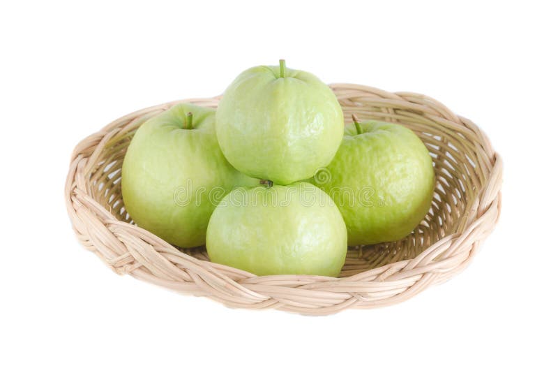 Guava in Basket on a White Background Stock Image - Image of dessert ...