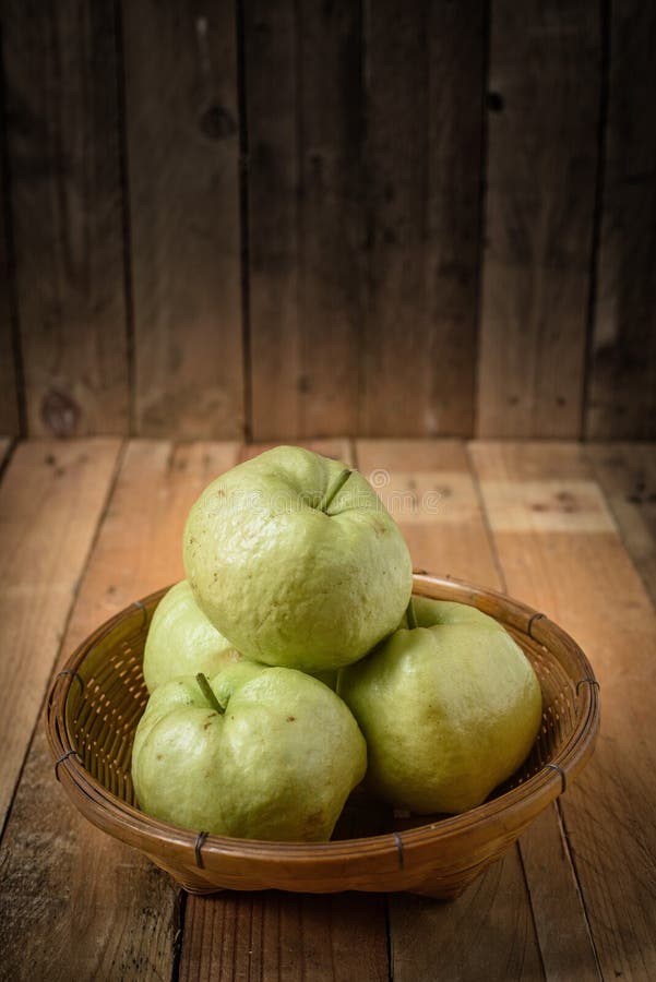 Guava in Basket on Wood Table Stock Photo - Image of healthy, fresh ...