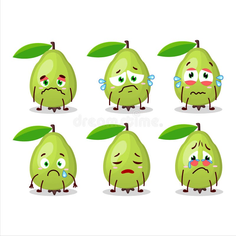 Guava Cartoon in Character with Sad Expression Stock Vector ...