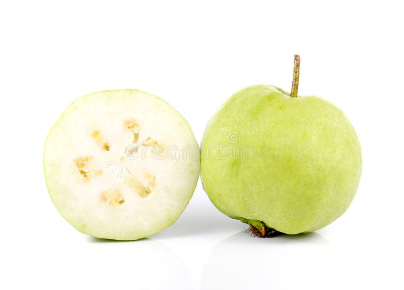 Guava Fruit Cut In Half On A White Background Stock Photo - Image of ...