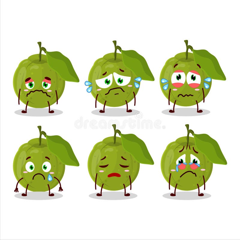 Guava Fruit Cartoon Character with Sad Expression Stock Vector ...