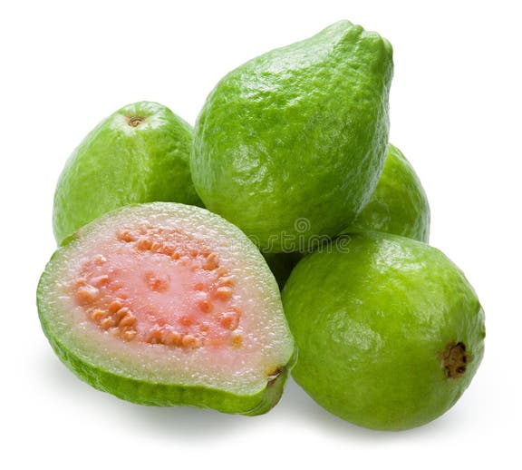 Guava. Group with a Half on White Stock Photo - Image of exotic ...