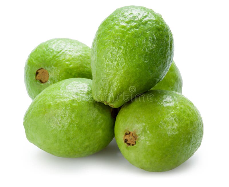 Guava. Group with a Half on White Stock Photo - Image of exotic ...