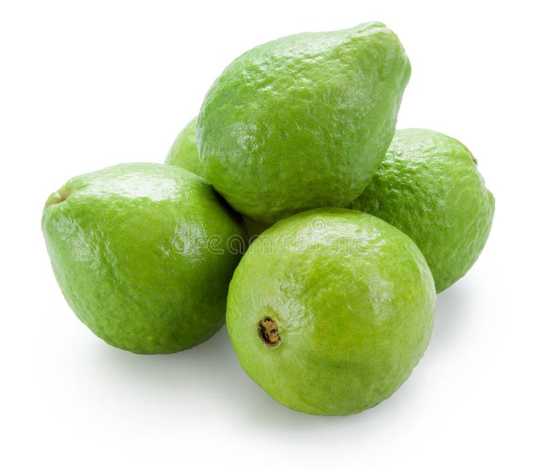 Guava. Group with a Half on White Stock Photo - Image of exotic ...