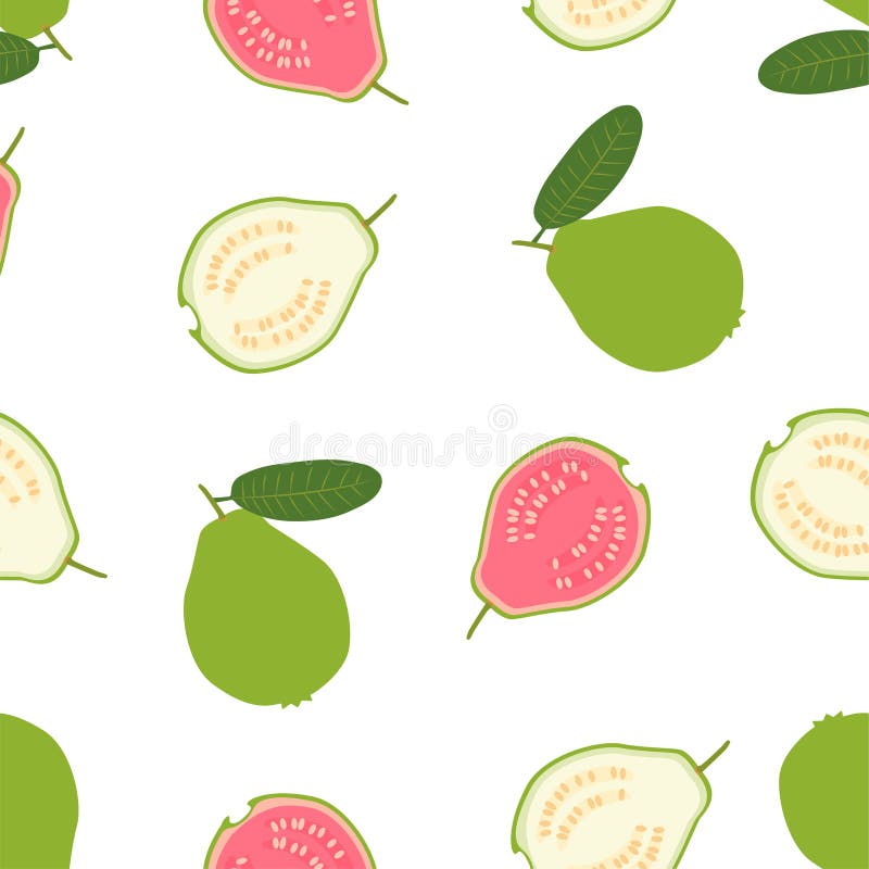 Guava Fruit. Seamless Vector Patterns Stock Vector - Illustration of ...