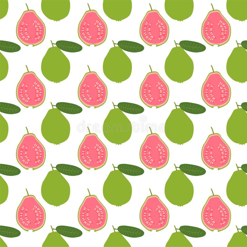 Guava Fruit. Seamless Vector Patterns Stock Vector - Illustration of ...